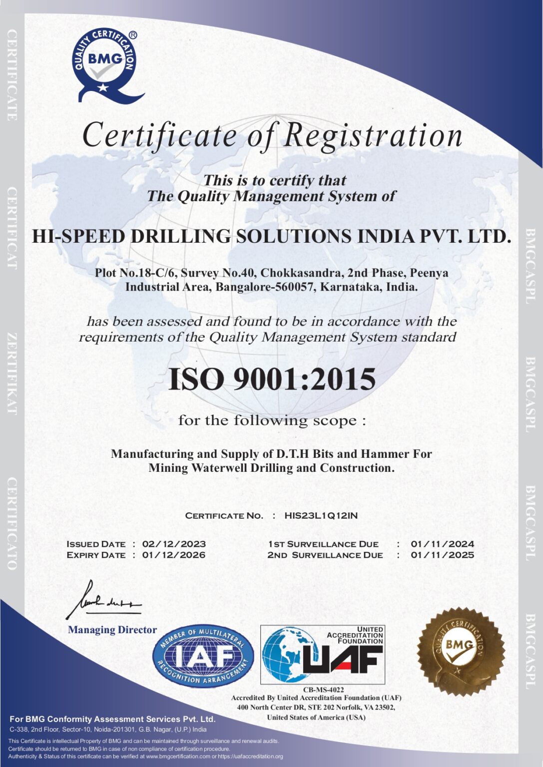 Certification - Drilling Solutions